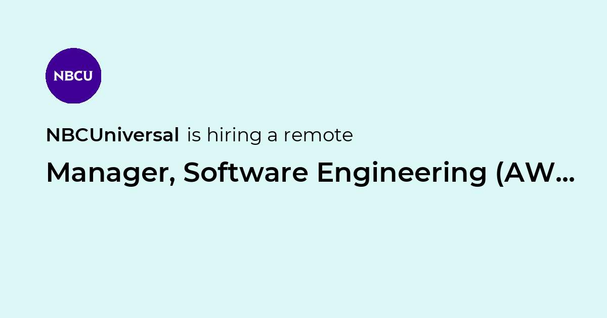 Remote Manager, Software Engineering (AWS/Infrastructure/Platform ...